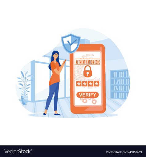 Woman Using Security Otp One Time Password Vector Image