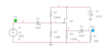 Common Drain Multisim Live