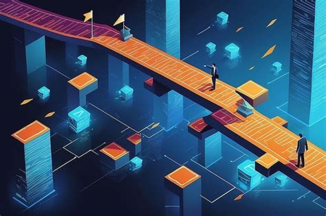Businessman Steps Forward Navigating The Blockchain Path To Future