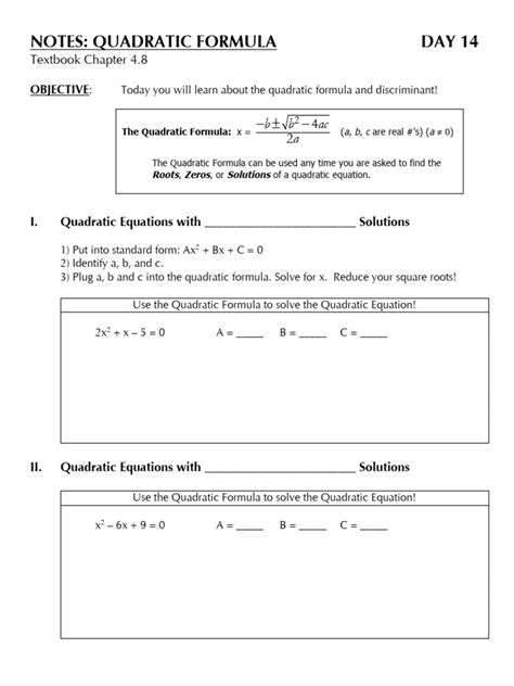 14 Quadratic Formula Pdf Quadratic Equation Discrete Mathematics