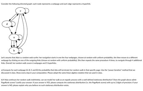 Solved Consider The Following Directed Graph Each Node