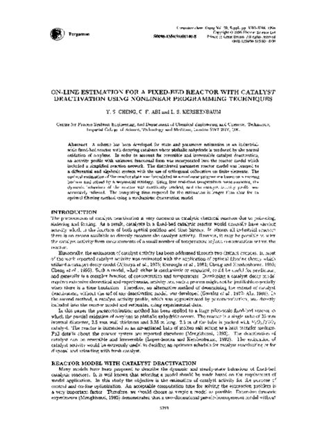 Pdf On Line Estimation For A Fixed Bed Reactor With Catalyst Deactivation Using Nonlinear