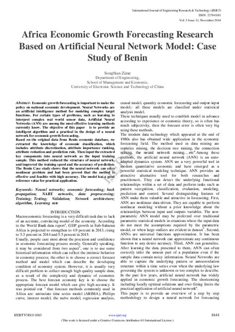 Pdf Africa Economic Growth Forecasting Research Based On Artificial Neural Network Model Case