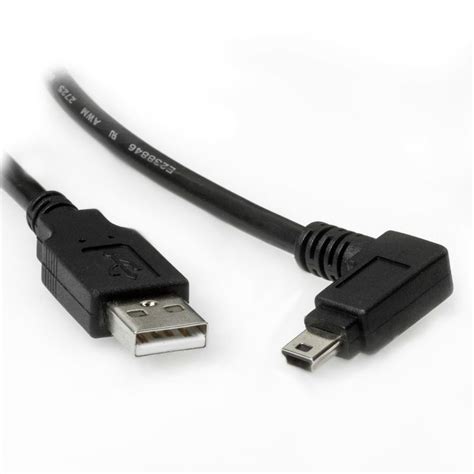 USB Cable With Mini B Plug LEFT ANGLED M CU B L BK