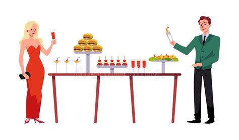 Catering Service For Party Or Special Event Flat Vector Illustration