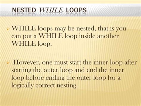 Presentation On Nesting Of Loops Ppt
