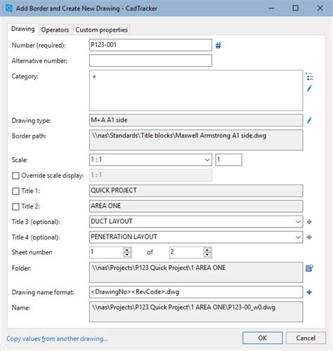 Set Up Borders CadTracker