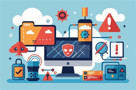 Creative Vector Illustration Depicting A Computer Malfunction Error With Various Digital Icons