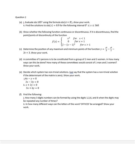 Solved A I Evaluate Sin105 Using The Formula Sin A B Chegg Com