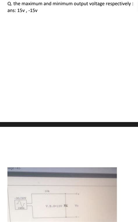 Solved Q The Maximum And Minimum Output Voltage