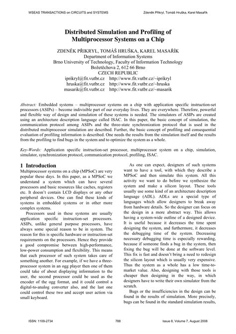 Pdf Distributed Simulation And Profiling Of Multiprocessor Systems On A Chip
