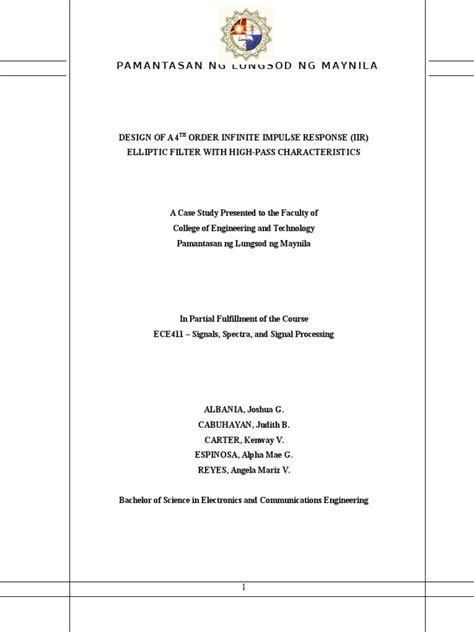 Elliptic High Pass Filter Pdf Low Pass Filter Signal Processing