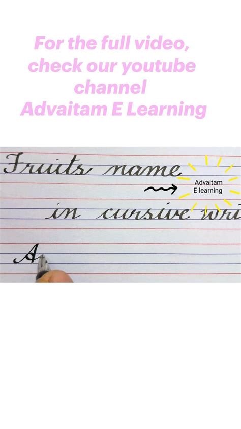 Learn To Write Fruits Names In English Cursive Writing