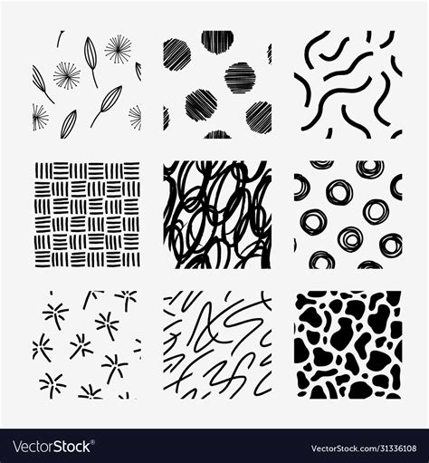 Hand Draw Pattern Swatch Set Royalty Free Vector Image