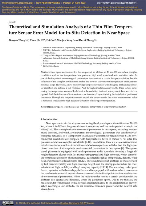 Pdf Theoretical And Simulation Analysis Of A Thin Film Temperature