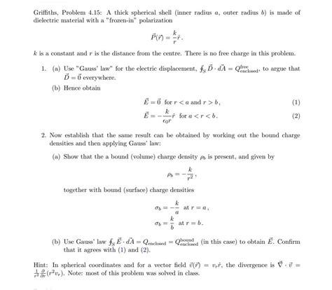 [solved] Griffiths Problem 4 15 A Thick Spherical Sh