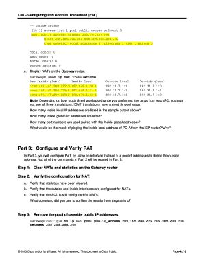 Fillable Online Lab Configuring Port Address Translation PAT Fax Email Print PdfFiller