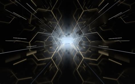 Premium Photo Tunnel With Polygon Background 3d Rendering