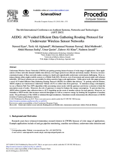 Pdf Aedg Auv Aided Efficient Data Gathering Routing Protocol For