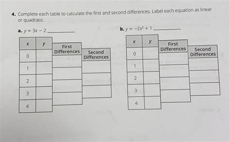 Solved 4 Complete Each Table To Calculate The First And Second