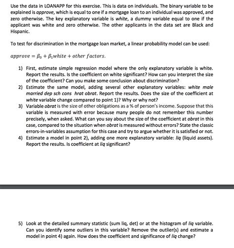 Solved Use The Data In Loanapp For This Exercise This Is