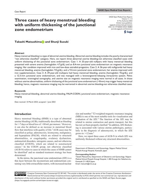 Pdf Three Cases Of Heavy Menstrual Bleeding With Uniform Thickening Of The Junctional Zone