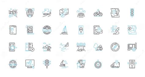 Satellite Navigation Linear Icons Set Gps Satellites Navigation