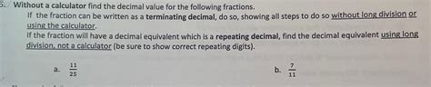 Solved Without A Calculator Find The Decimal Value For The Chegg