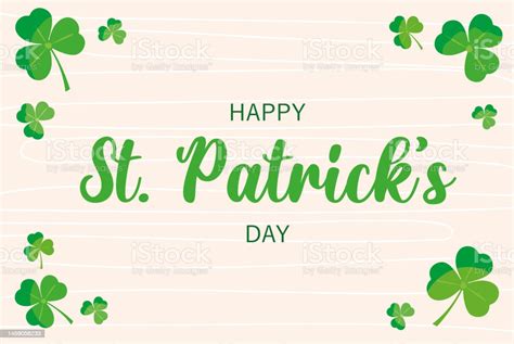 성 패트릭의 날 배경 토끼풀이 있는 벡터 그림입니다 녹색 클로버 테두리 수평 프레임 아일랜드의 샘플 상징입니다 웹용 아일랜드어 헤더입니다 3월에 대한 스톡 벡터 아트 및