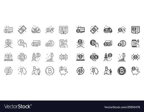 Cryptocurrency Line Icons Set Blockchain Vector Image