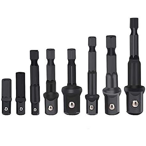 8 Pcs Drill Adapter Reducer Extension Set Hex To Socket Male For Tool
