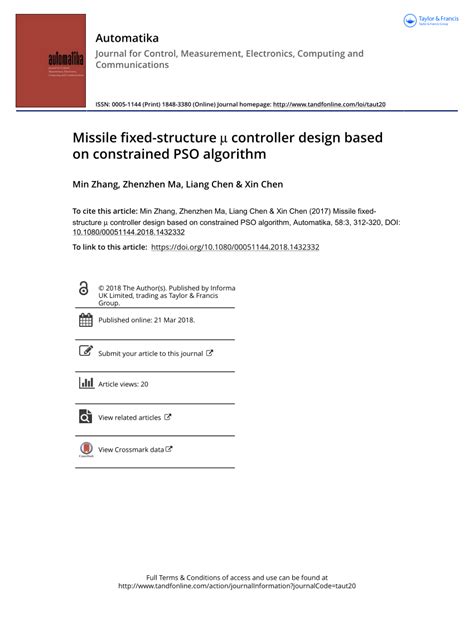 Pdf Missile Fixed Structure μ Controller Design Based On Constrained