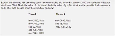 Solved Explain The Following X86 Assembly Code Assume