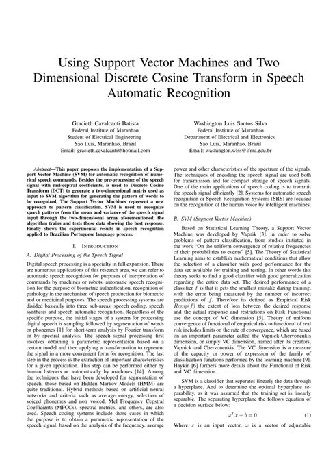 Pdf Using Support Vector Machines And Two Dimensional Discrete Cosine