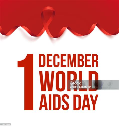 사실적인 빨간 리본 배너입니다 세계 원조의 날 12 월 1 일에 대 한 기호와 포스터 디자인 템플릿 벡터 1에 대한 스톡 벡터 아트 및 기타 이미지 Istock