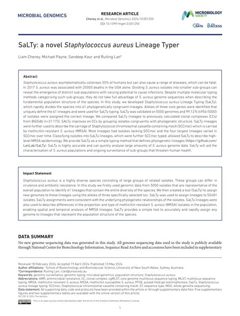 Pdf Salty A Novel Staphylococcus Aureus Lineage Typer