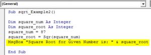 VBA Square Root How To Use Square Root Function In Excel VBA
