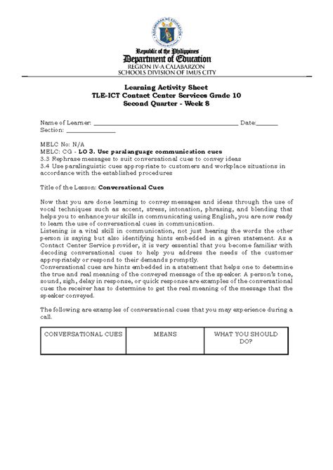tle ccs g10 q2 w8 las for educational use learning activity sheet