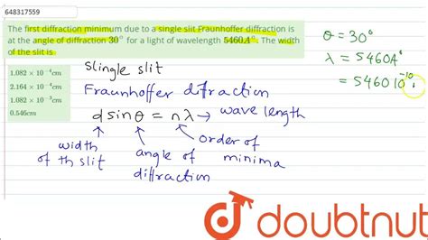 The First Diffraction Minimum Due To A Single Slit Fraunhoffer