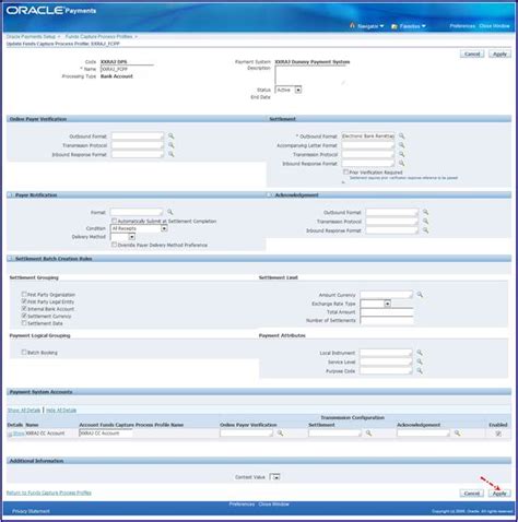 Oracle Applications Oracle R12 Credit Card Payments Setups And Process