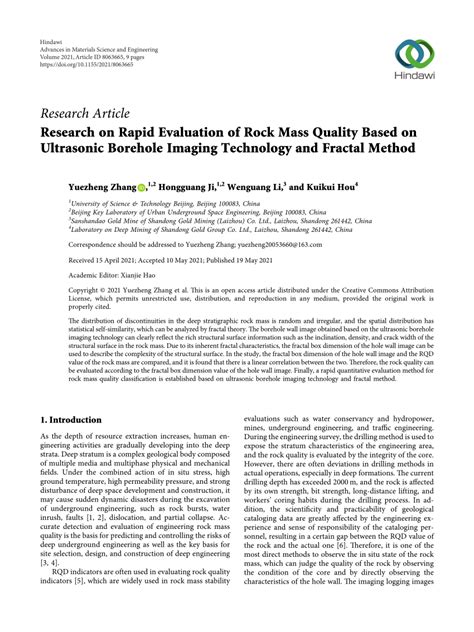 Pdf Research On Rapid Evaluation Of Rock Mass Quality Based On