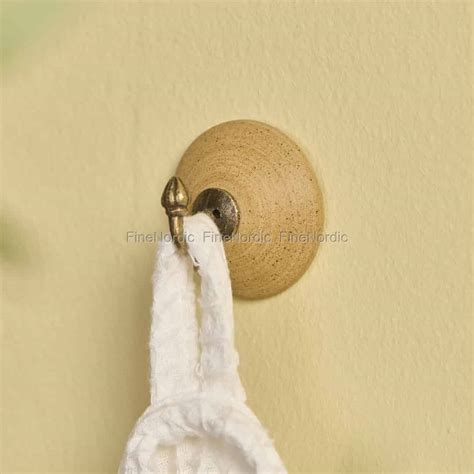 Round Ceramic And Metal Wall Hook Raw Brown Ib Laursen