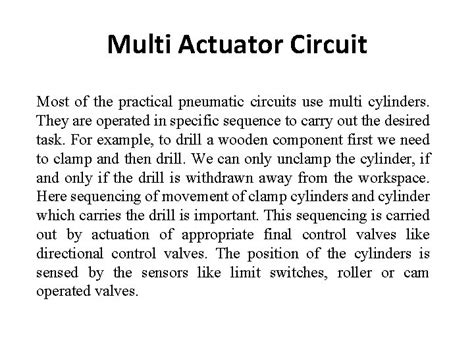 Chapter 5 Pneumatic System Multi Actuator Circuit Prepared