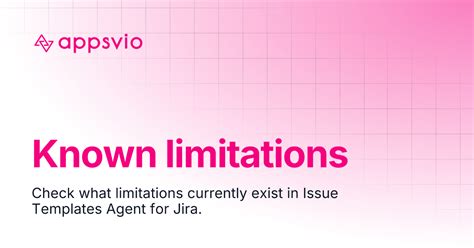 Known Limitations Appsvio Documentation