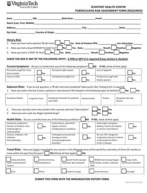 Tb Skin Test Form Template