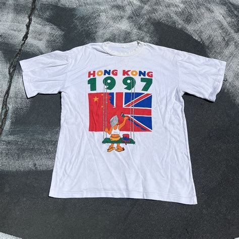 Vintage Vintage Hong Kong 1997 Flag Tourist Single Stitch Tee Shirt