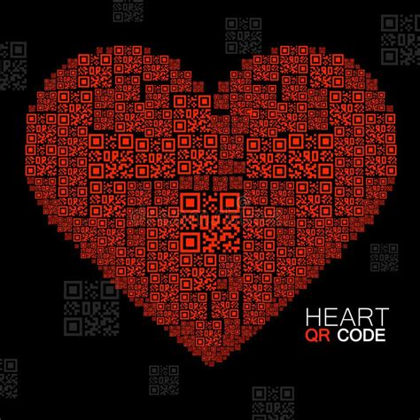 Qr Code Heart Silhouette Heart With Qr Code Stock Vector