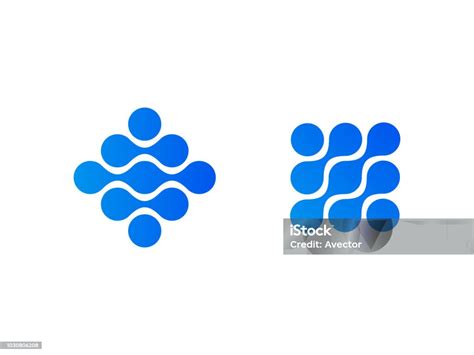 라운드 원 연결 구조와 아이콘 Blockchain 기술입니다 현대 하이테크 기하학적 아이콘 기호 개념입니다 블루 기하학 시스템