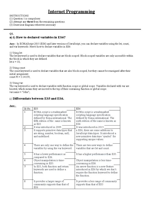 Ip Qp Question Paper Internet Programming Instructions 1 Question