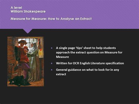 Measure For Measure How To Analyse An Extract Teaching Resources